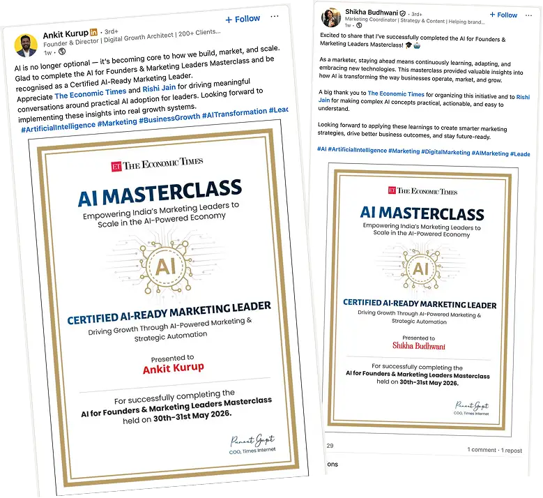 AI For Founders & Marketing Leaders Masterclass - The Economic Times