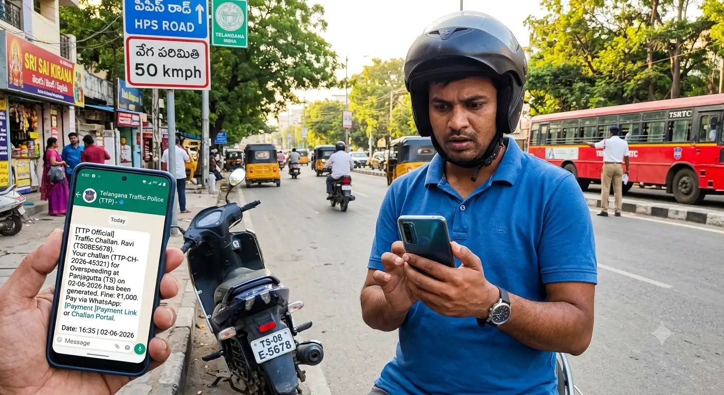 Telangana traffic challans via WhatsApp, SMS, email to…