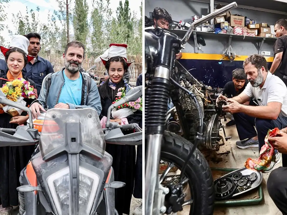 Rahul Gandhi's bike odyssey continues in Ladakh, reaches Lamayuru - The Economic Times