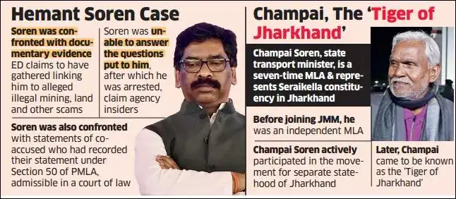 ED arrests Hemant Soren; Champai Soren stakes claim to form govt - The ...