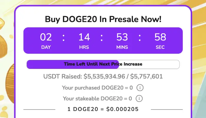 Dogecoin20: After raising $5.5M in one week, just $1M remains for ...