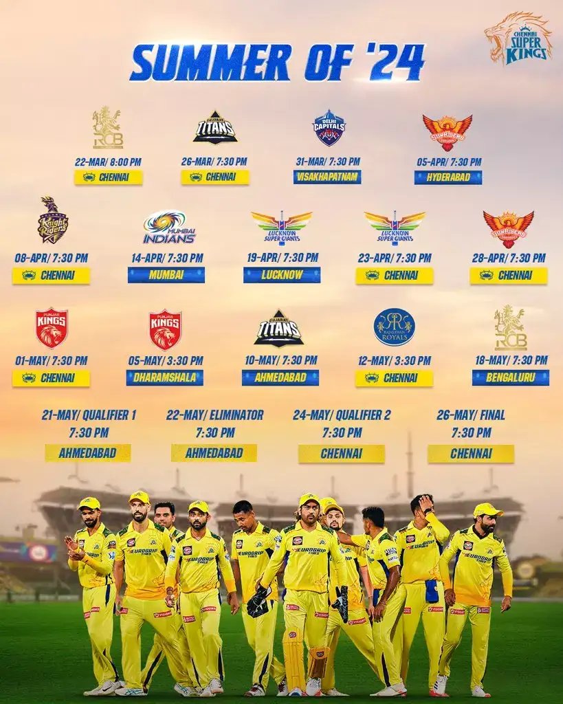 ipl 2024 full scedule: IPL 2024 full schedule announced: Chennai's ...