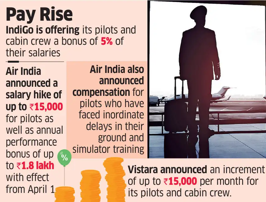Airlines dole out hikes and bonus after a good year - The Economic Times