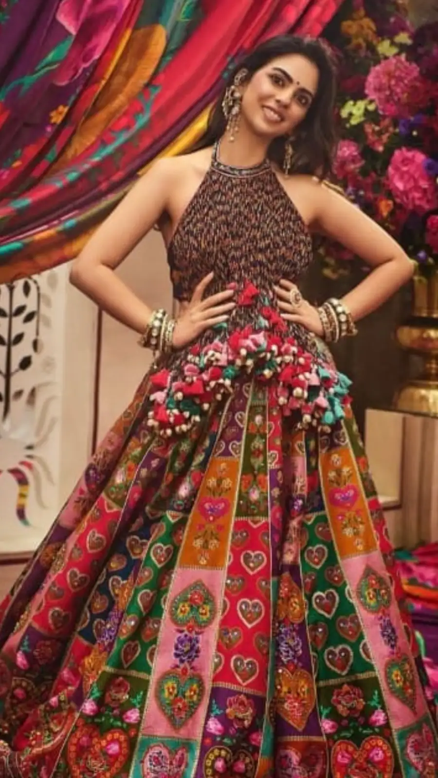Isha Ambani dazzles in custom heart-embroidered lehenga at brother ...