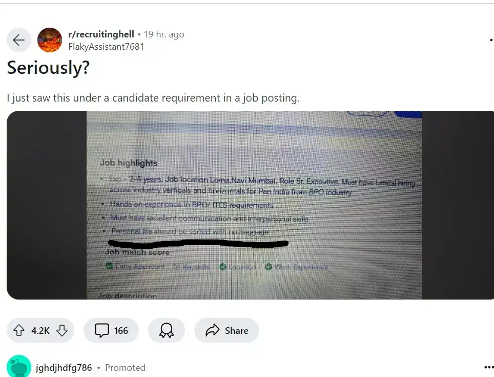 Indian IT company asks for 'personal life should be sorted' in job ...