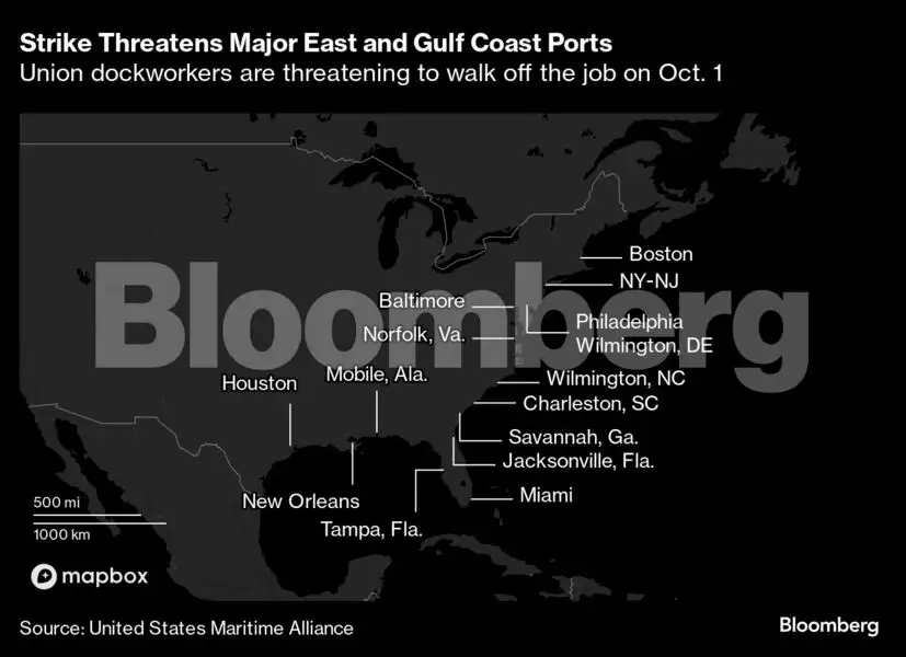 Cargo carriers fear port strike will paralyse half of US trade - The ...