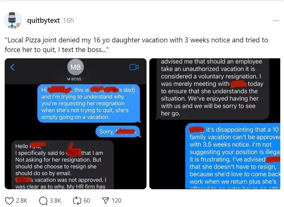 When boss denied woman employee leave for family vacation, her father ...