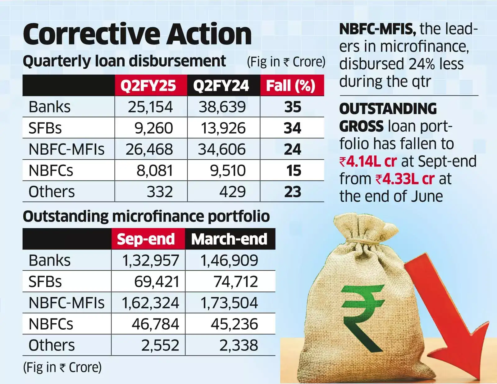 Bank credit to microfinance borrowers falls by a third - The Economic Times