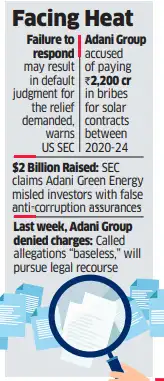 SEC Summons Adani, Nephew in Bribery Case - The Economic Times