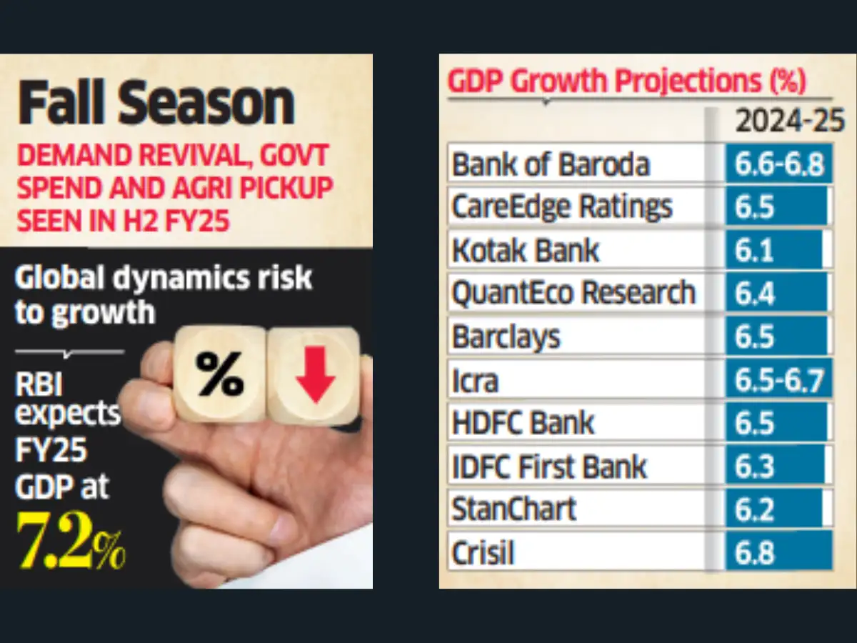 Growth seen at 6.1-6.8% for FY25 on 7-quarter Q2 low - The Economic Times