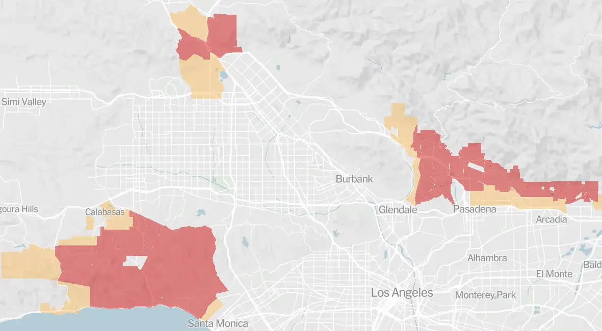 LA Evacuation Zone Map palisades and eaton blazes now cover more than ...
