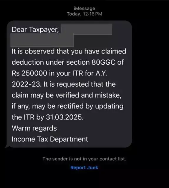 Used donation to a political party for income tax deduction? IT dept is ...