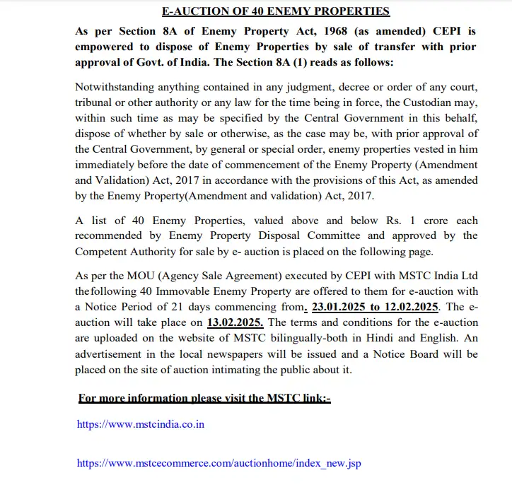 Government auctions enemy properties online regularly; Know how you can ...