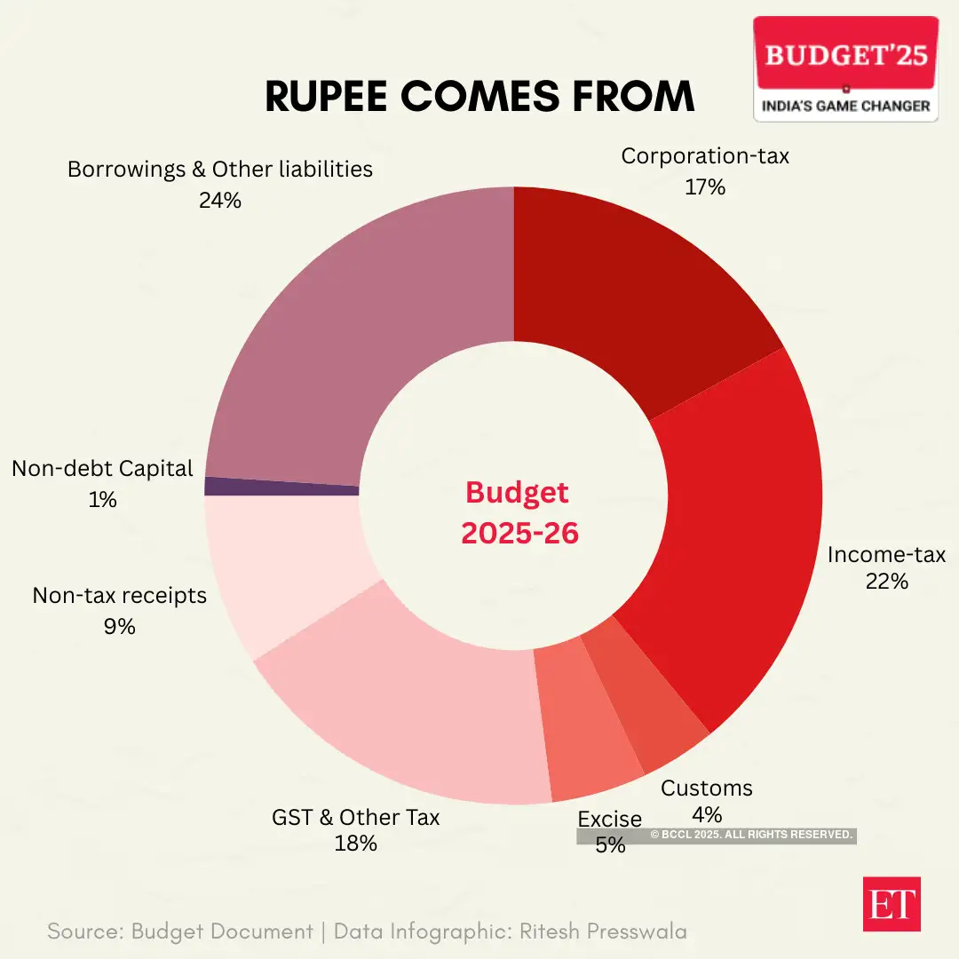 Rupee earned, rupee spent, Budget 2025: Where does every penny come ...