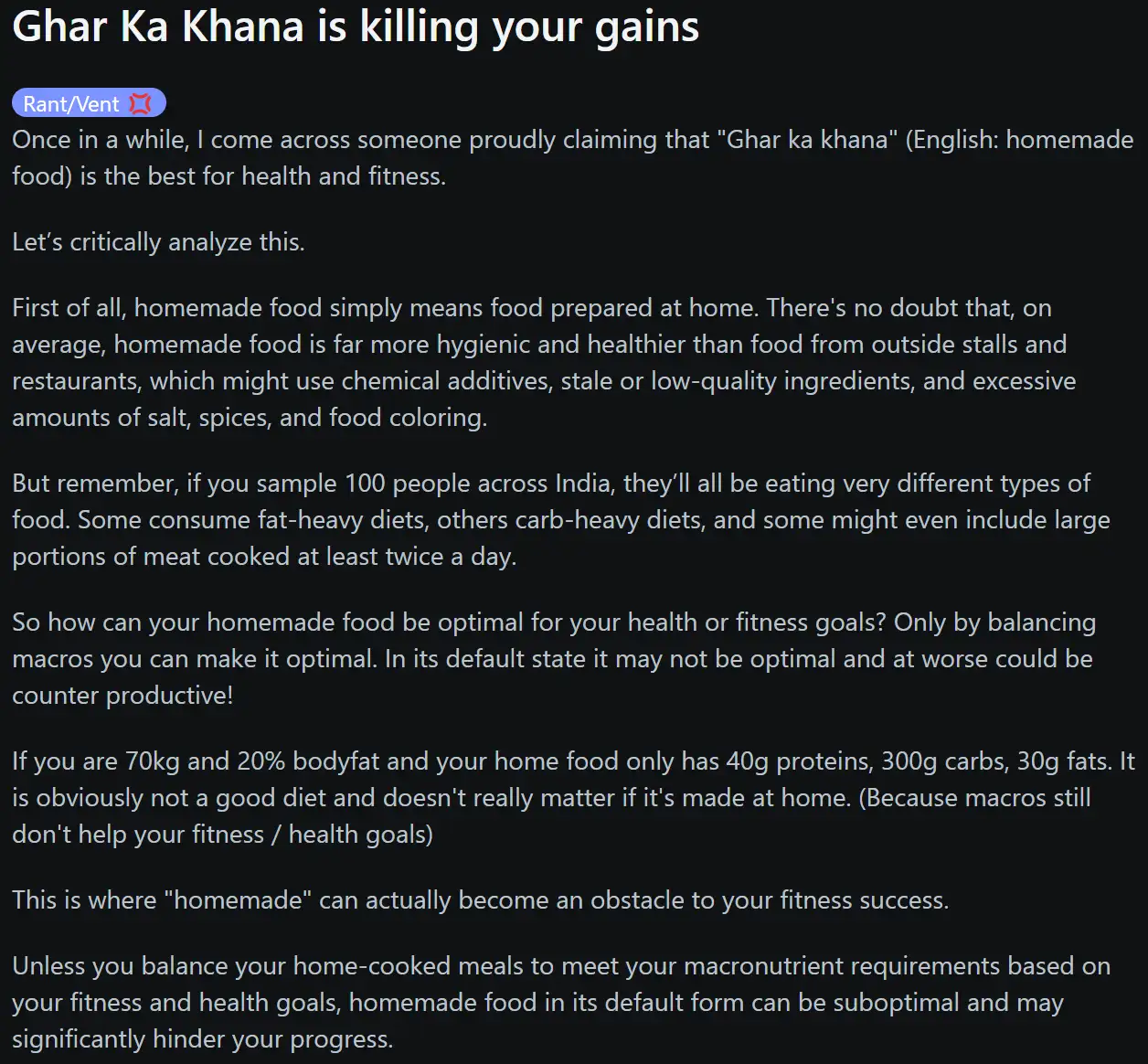 Is 'ghar ka khana' sabotaging your fitness? Redditors call out macro ...