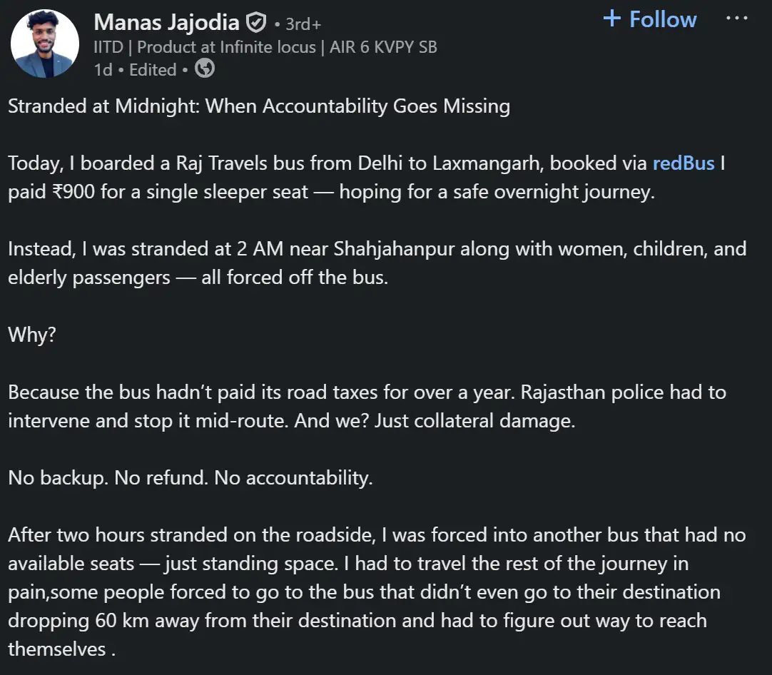 Stranded at 2 at night: IIT Delhi student’s nightmare on Rajasthan highway sparks outrage over ...