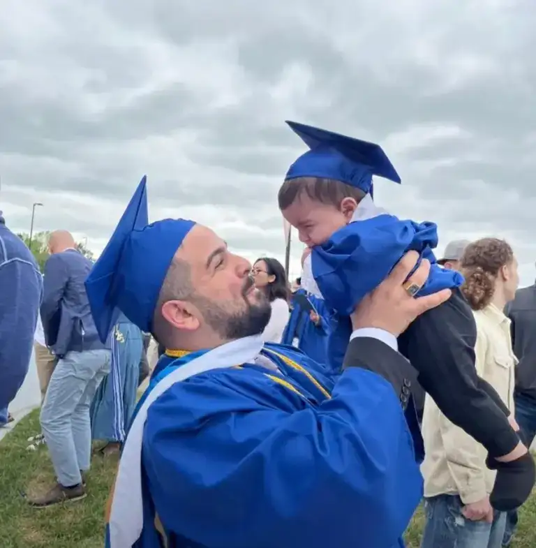 Catch me If you can: Graduate dad defies rules to fulfill heartfelt ...
