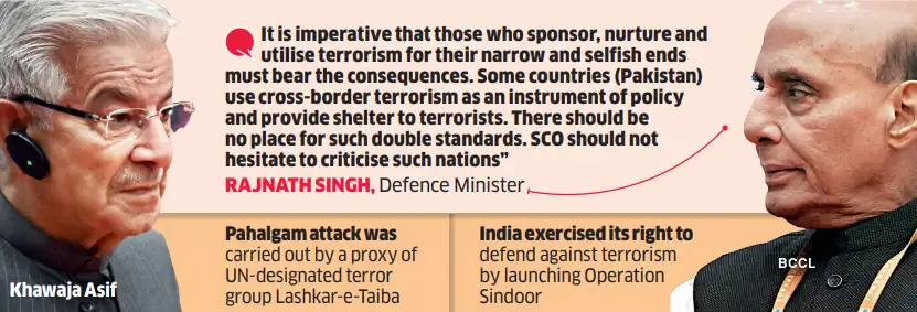 Rajnath Singh talks tough, refuses to sign SCO statement skipping Pahalgam mention - The ...