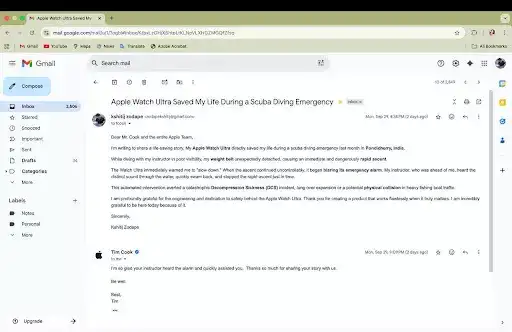 Tim Cook responds after Apple Watch Ultra saves Mumbai diver’s life ...