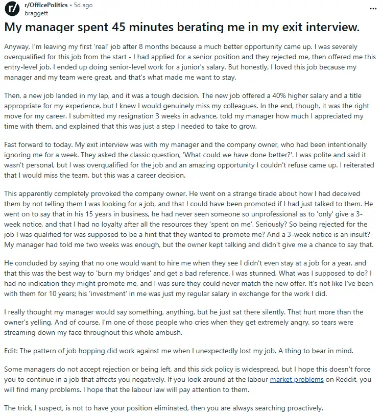 Angry company owner threatens ‘bad’ reference after employee leaves for ...
