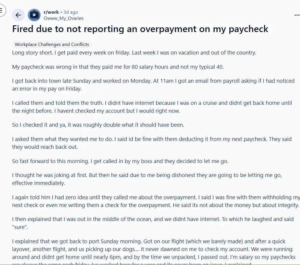A new way of firing? Employee loses job after receiving double salary ...