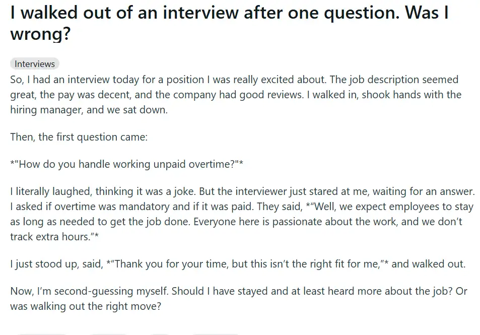 ‘You dodged a bullet’: Job seeker praised online for walking out after ...