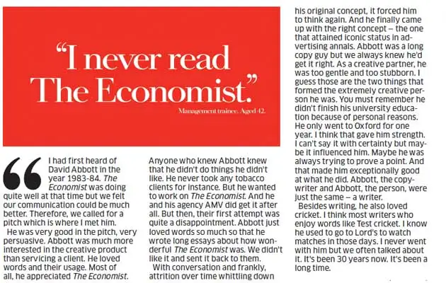 A tribute to British ad legend David Abbott - The Economic Times