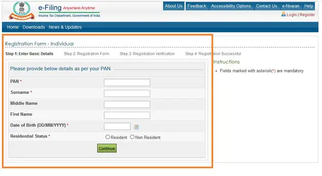 Income Tax e-filing Registration: How to register yourself on income ...