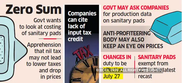 gst on sanitary pads: Government may ask sanitary pad companies to give ...