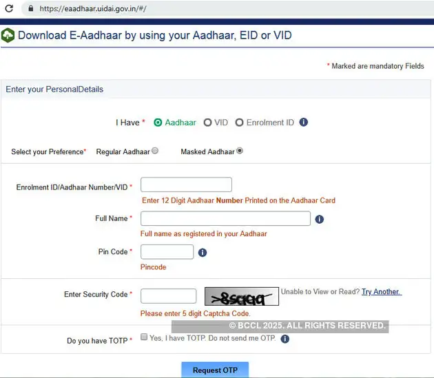 Masked Aadhaar: Now, download Masked Aadhaar from UIDAI website - The ...