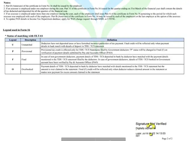 Form 16 How To Validate Digital Signature In Form 16 Online 