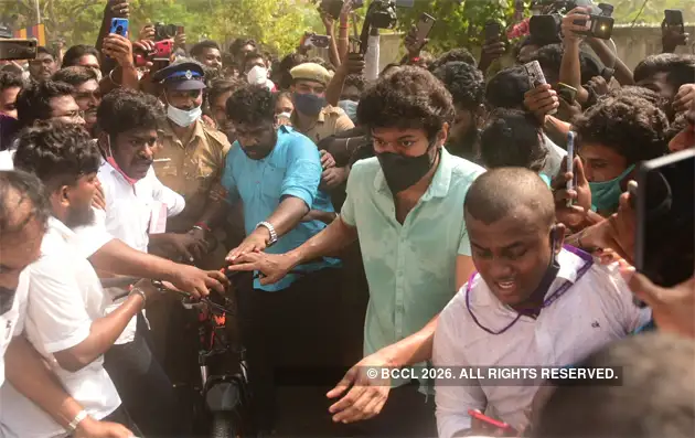 Tamil Nadu polls: Actor Vijay cycles to polling booth, sparks social ...