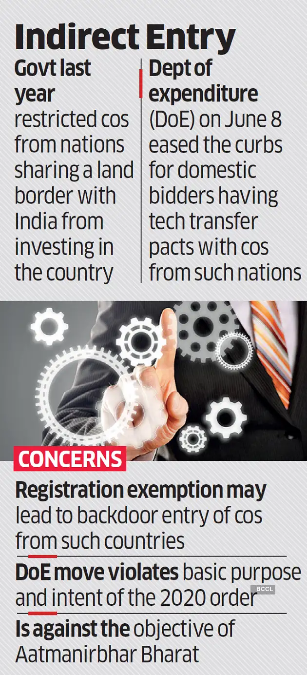 DPIIT against any Chinese linked companies in public projects - The ...