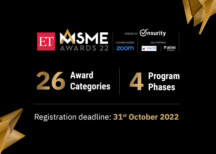 ET MSME Awards 2022: Apply for any of the 26 MSME award categories to be recognised among top ...