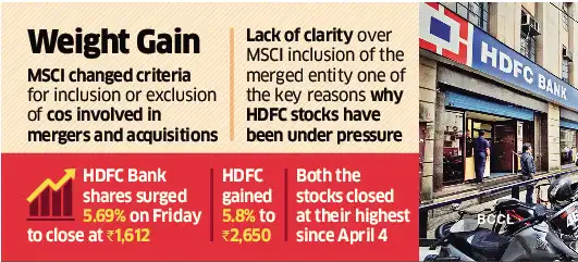 HDFC Bank: HDFC, HDFC Bank surge on talk of early entry into MSCI - The ...
