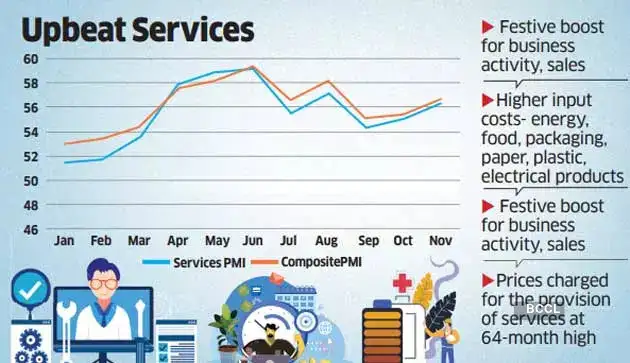 India PMI: India's services PMI expands in November, input costs see ...