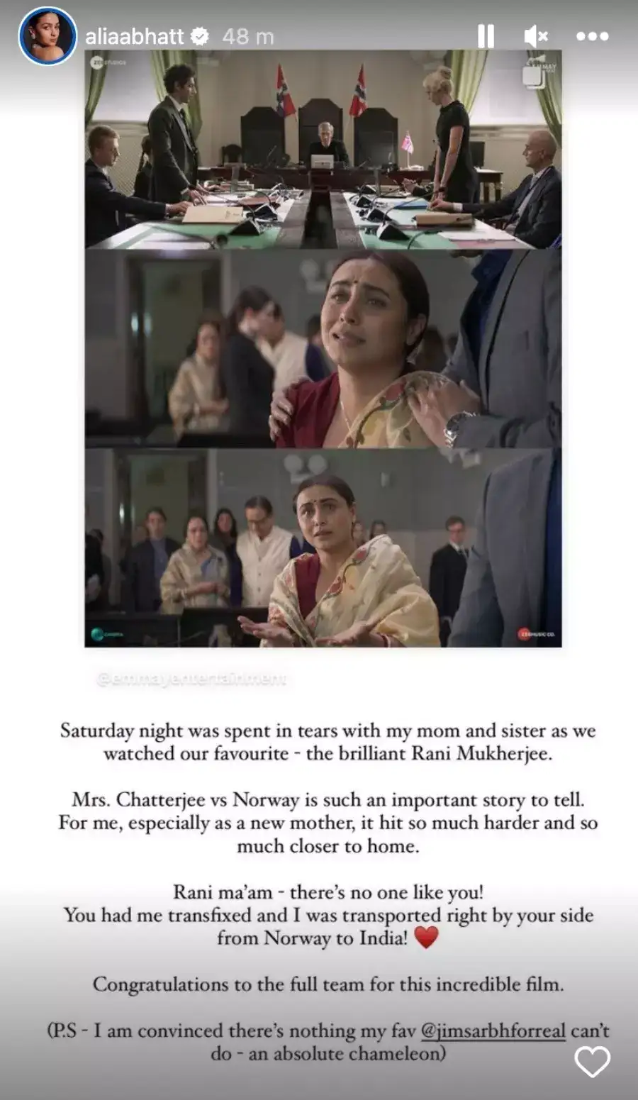 Alia Bhatt News: Alia Bhatt pens heartfelt note after watching Rani ...