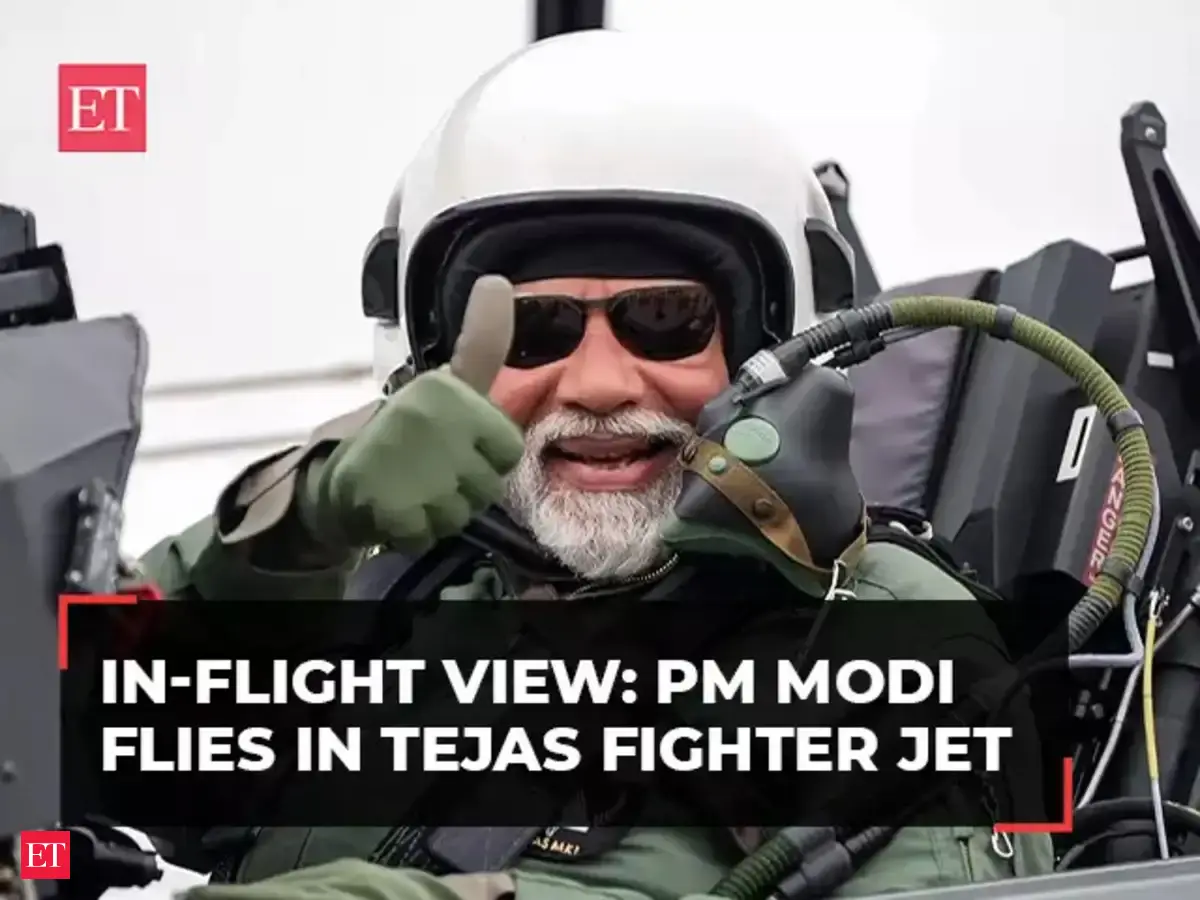pm modi: PM Modi flies in Tejas fighter Jet, shares in-flight view from ...
