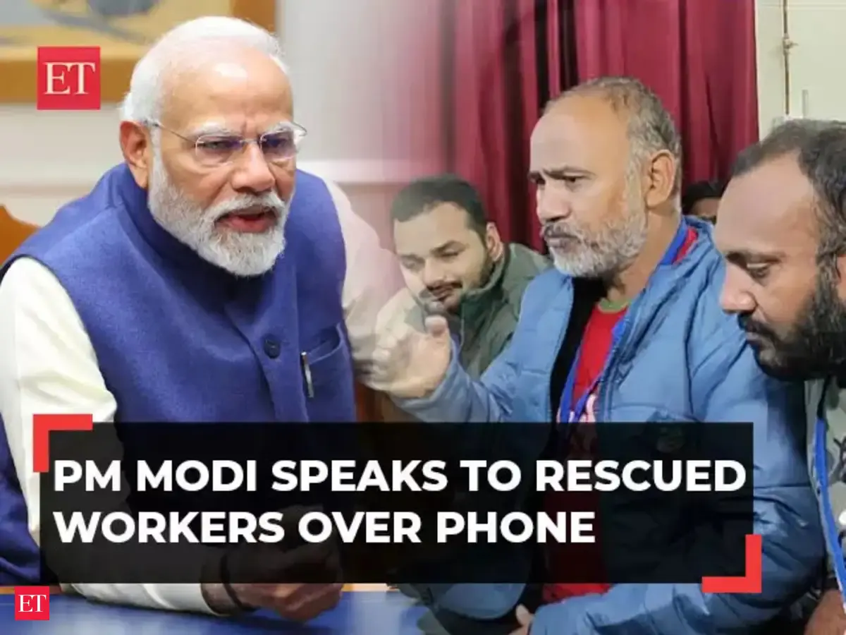 pm modi: PM Modi speaks to workers rescued from Uttarkashi tunnel over ...