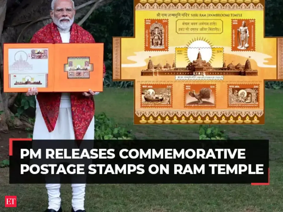 PM Modi unveils Ram Mandir stamps, highlights Ramayana's timeless ...