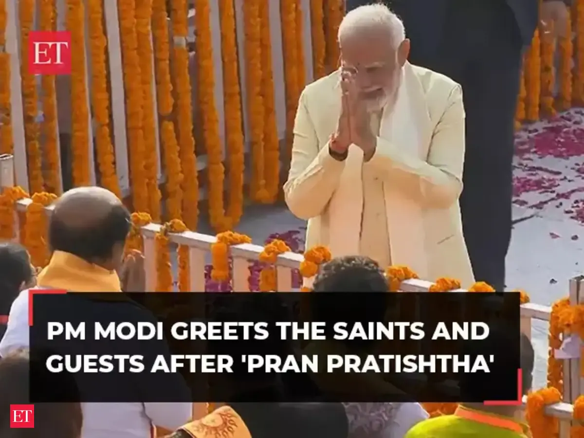 PM Modi greets the saints and guests after the Ram Mandir consecration ...