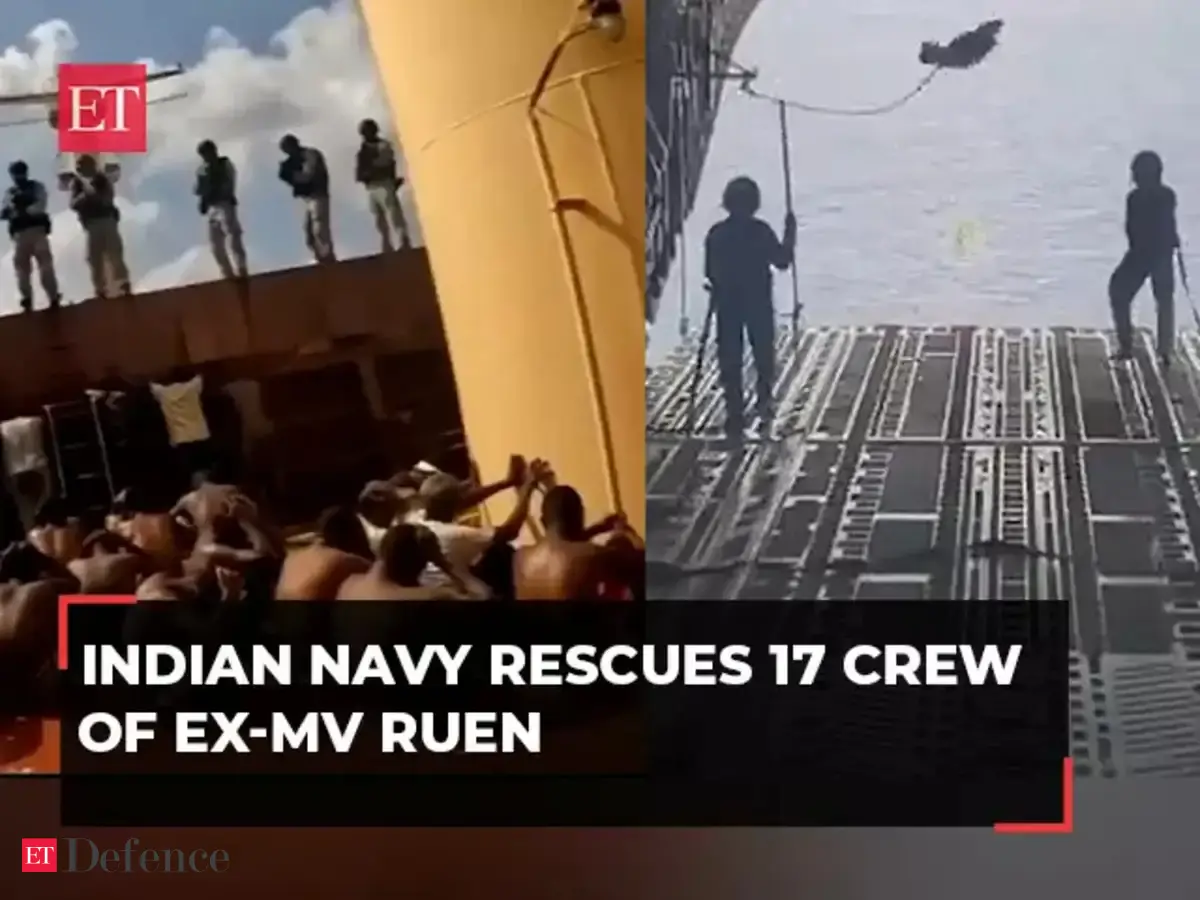 Indian Navy rescues 17 crew of ex-MV Ruen, coerces 35 pirates to ...