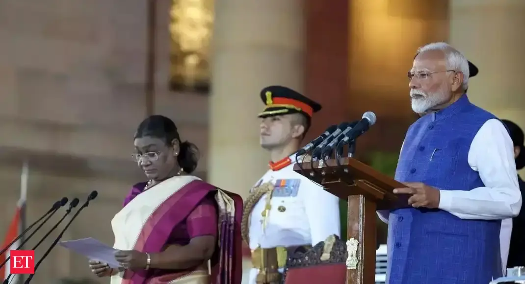 Grand oath-taking ceremony - In Pics: Narendra Modi takes oath as PM in ...