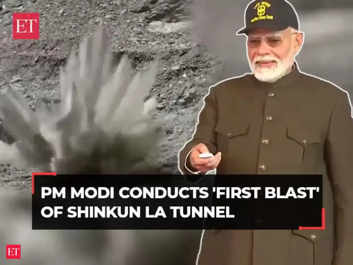PM Modi virtually carries out 'first blast' of Shinkun La Tunnel ...