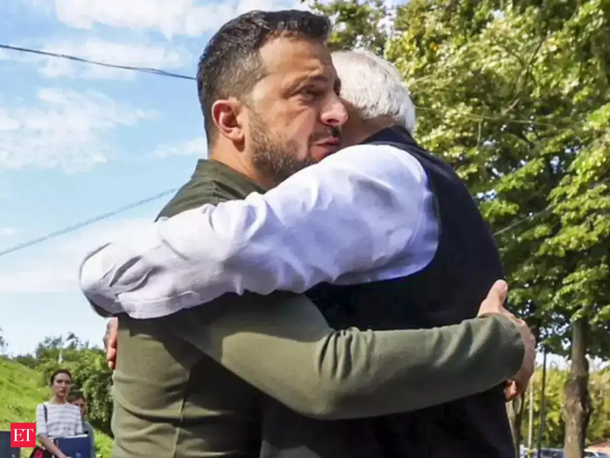 PM Modi meets Zelensky: A hug and handshake in historic Ukraine visit ...