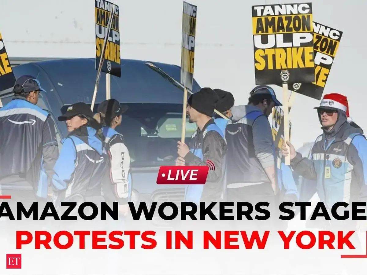 Amazon workers hold protests in Queens, New York for better wages ...