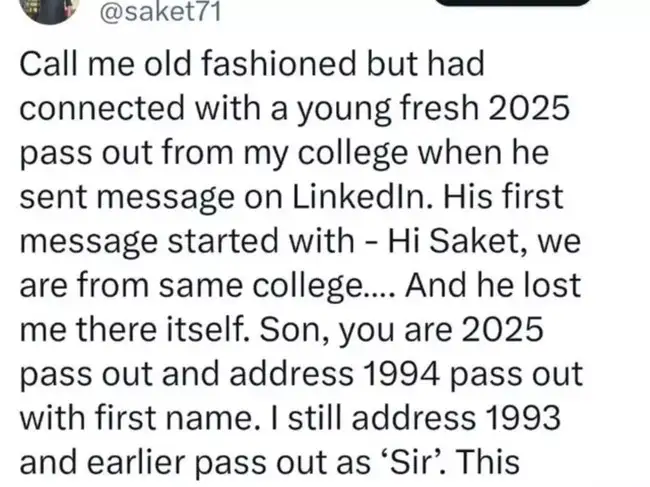 ‘It’s janaab or Prabhuji!’: Man slams young LinkedIn connection for not calling him sir ...