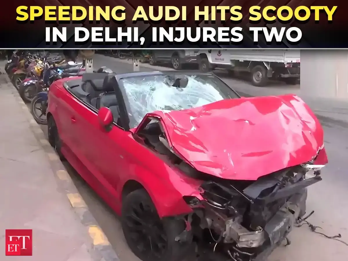 Speeding luxury car crashed into tree after hitting scooty in Delhi ...