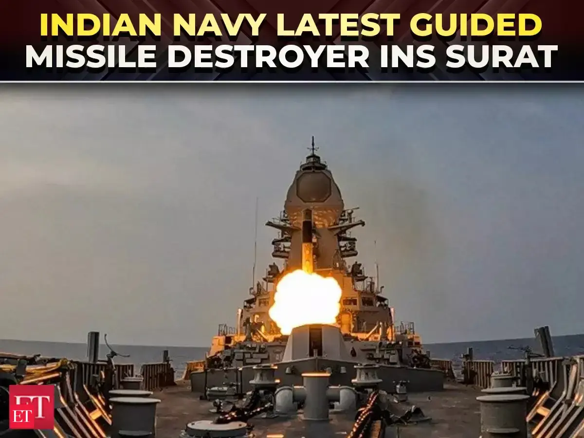 Indian Navy latest guided missile destroyer INS Surat docks at Hazira ...