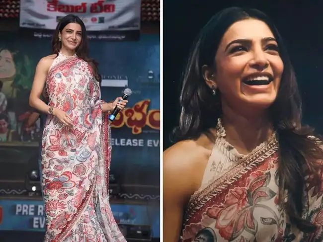 Samantha Ruth Prabhu starts a new career, but her saree and laughter win the day. Fans are in ...